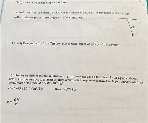 Solved III System Oscillating Simple PendulumsA Simple Chegg