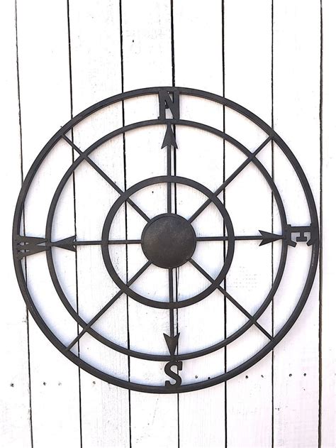 Rust Compass Metal Wall Sculpture Vintage Farmhouse Decor