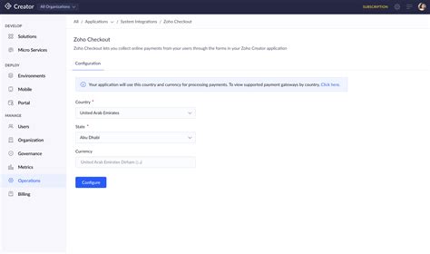 Manage System Integrations Zoho Creator Help