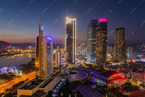 夜晚夜景福州闽江北cbd城市摄影图配图高清摄影大图 千库网