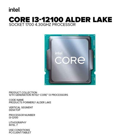Intel Core I3 12100 Alder Lake Socket 1700 4 30ghz Processor Ttp Easypc