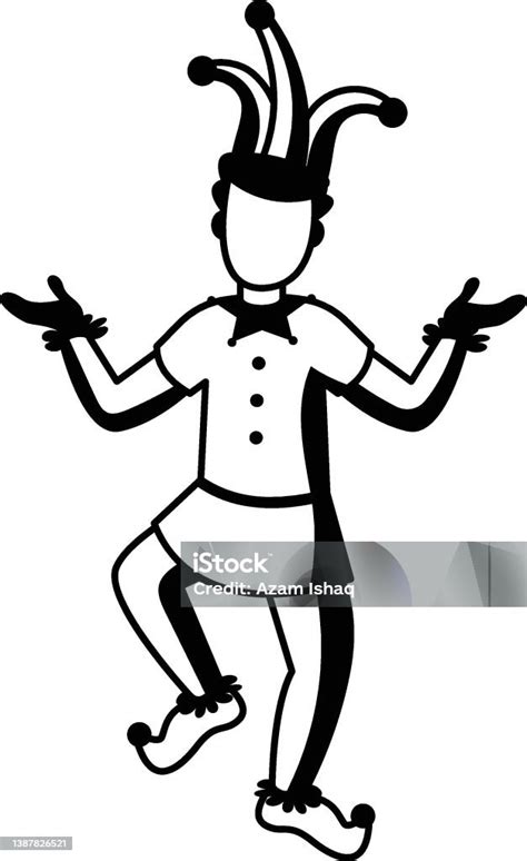 조커 댄스 벡터 아이콘 디자인 서커스 캐릭터 기호 카니발 연기자 사인 축제 극단 스톡 일러스트레이션 웃음 광대 개념 위험 요소에 대한 스톡 벡터 아트 및 기타 이미지