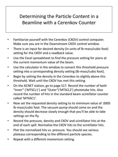 Ppt Determining The Particle Content In A Beamline With A Cerenkov Counter Powerpoint