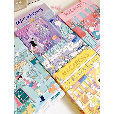 Classmate X Macarons Horizontal Line 120 Pages Size B5 Girl Motifs And White Bears Pastel