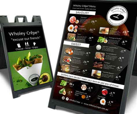 Mobile Crepe Business Needs An A Frame Menu Board Sign Artwork Design