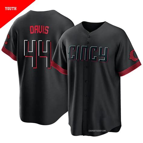 Youth 44 Eric Davis Cincinnati Reds Black Replica 2023 City Connect Jersey