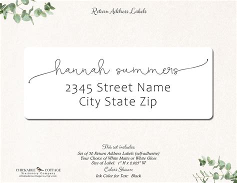 Script Return Address Labels Return Address Stickers Personalized Return Address Stickers