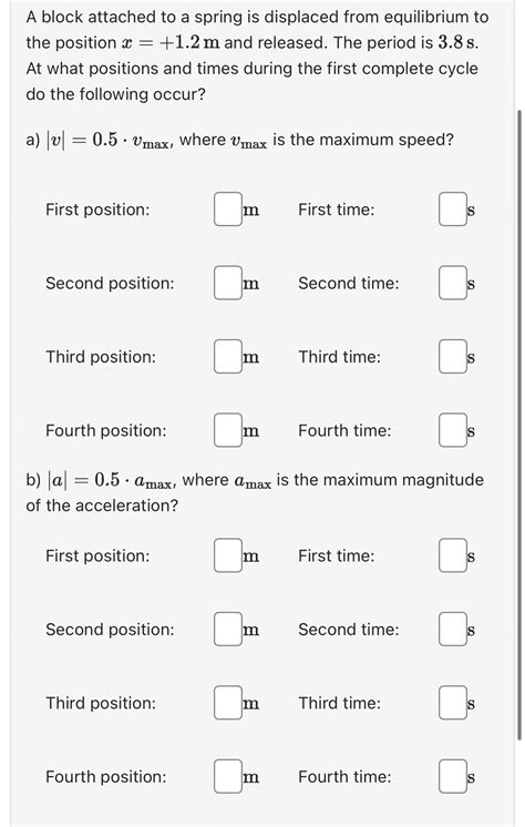 Solved A Block Attached To A Spring Is Displaced From Chegg Com