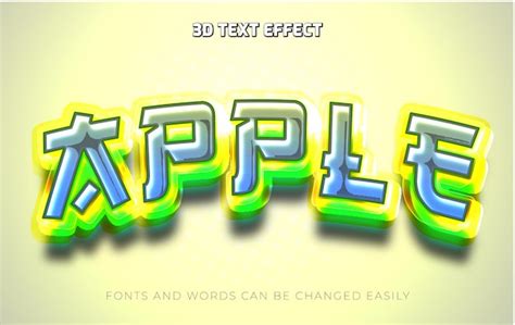 Premium Vector Apple 3d Editable Text Effect Style