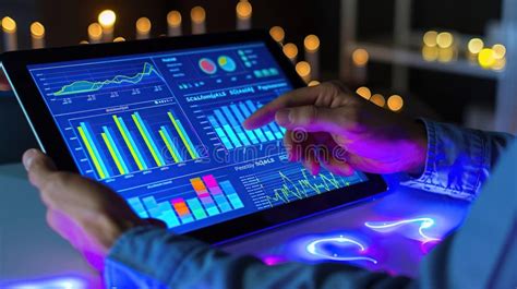 Business Strategy Businessman Using Tablet Analyzing Sales Data And Economic Growth Generative