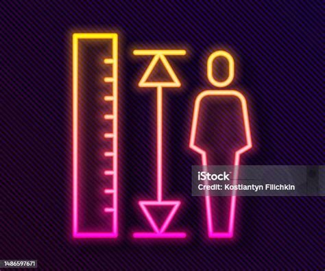 빛나는 네온 라인 측정 키 바디 아이콘은 검은색 배경에 분리되어 있습니다 벡터 0명에 대한 스톡 벡터 아트 및 기타 이미지 0명 3차원 형태 개념 Istock