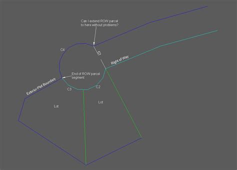 parcel segments boundary overlapping right of way autodesk community