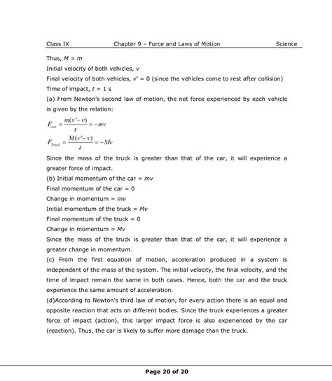Class 9th Science Force And Laws Of Motion NCERT Solution CBSE 2023