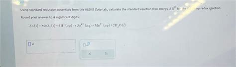 solved using standard reduction potentials from the aleks