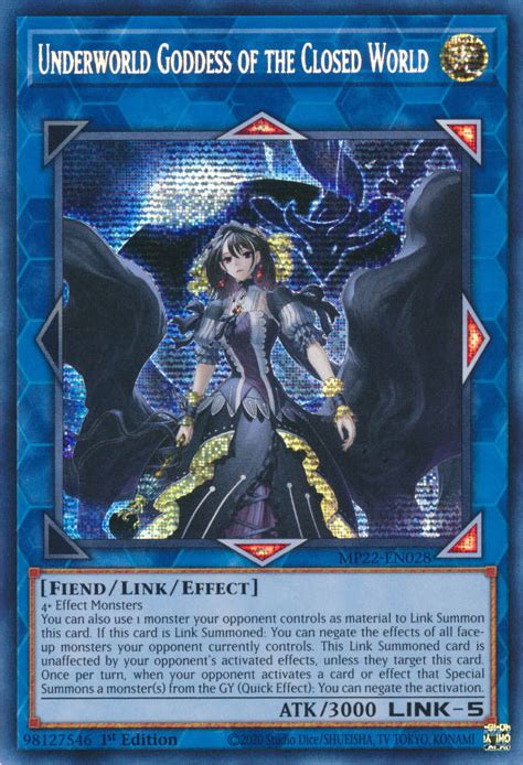 Underworld Goddess Of The Closed World Prismatic Secret Rare Mp22 En028 Yu Gi Oh Single Card