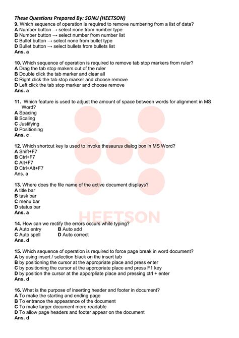 Copa Iti Ms Word Mcq Most Important Questions Pdf