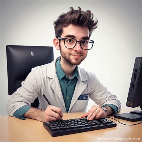 Cute Cartoon Computer Science Phd Student Stable Diffusion Online