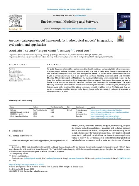 pdf an open data open model framework for hydrological models