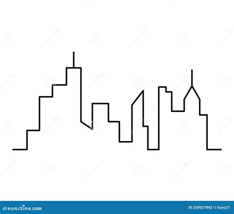 Abstract Panoramic Landscape As Continuous Lines Drawing Stock Vector Illustration Of Black