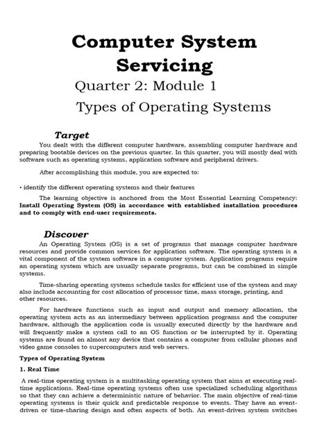 Css10 Q2 Module2 Types Of Operating Systems Word Pdf Operating