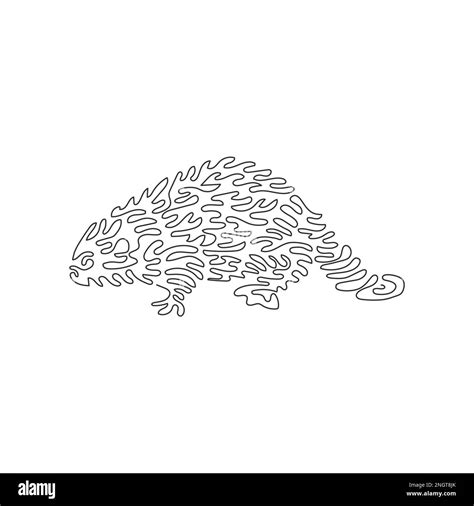 Continuous Curve Line Drawing Of Funny Beaver Abstract Art Single Line Editable Stroke Vector