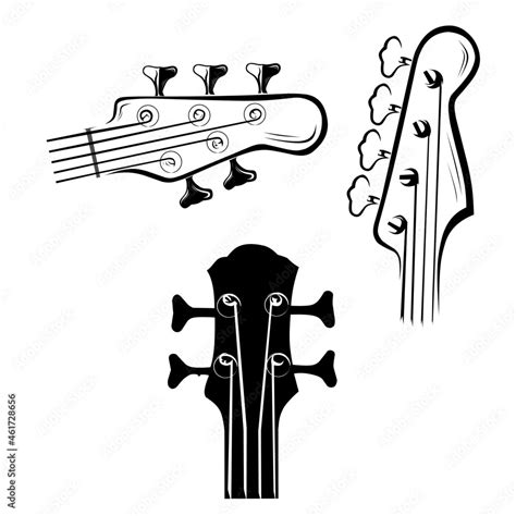 Vector Bass Guitar Headstock With Various Types Stock Vector Adobe Stock