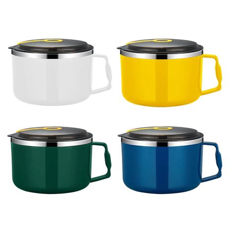 뚜껑과 손잡이가 있는 라면 그릇 수프 그릇 시리얼 그릇 국수 그릇 캠핑 즉석 요리 기숙사 방 여행 수프 1000ml