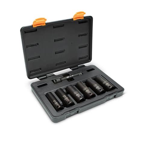 Gearwrench 1 2 In Drive Sae Metric Deep Lug Nut Impact Socket Set With Storage Case 7 Piece