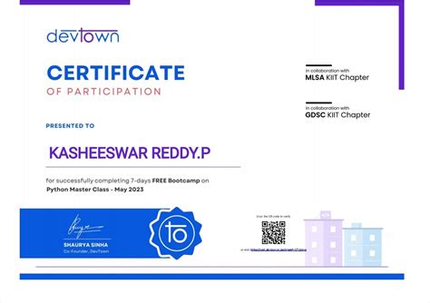 Kasheeswar Reddy Pachipala On Linkedin Learnt Many More From Devtown Free Bootcamp On Puthon