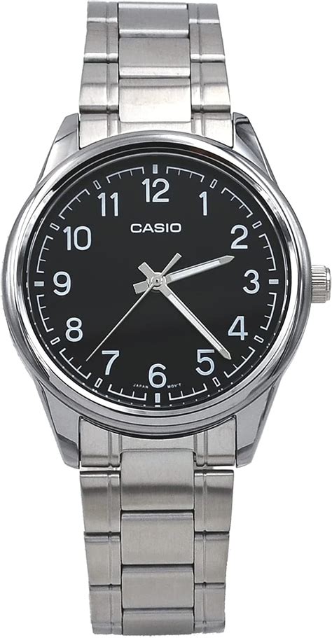 Casio Mtp V005d 1b4 Mens Standard Stainless Steel Numbers Black Dial Analog Watch