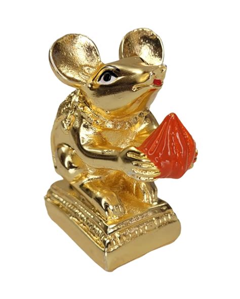 Gold Plated Mushak Idol For Ganpati Pooja Ganeshji Mooshak Mouse Musha