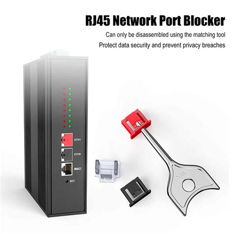 Getuscart 12pcs Rj45 Port Lock With 1 Keys Locking Rj45 Port Dust Blocker Rj45 Dust Cover Cap