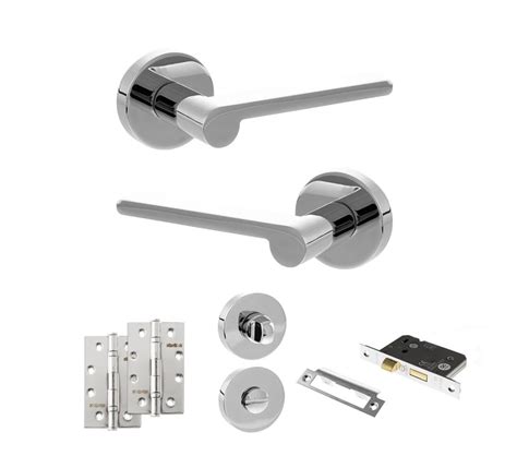 Senza Pari Darrio Door Handle Bathroom Pack 4 Slim Knuckle Hinges X2