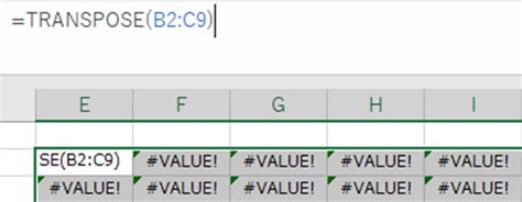 transpose function create a cell range with the rows and columns of