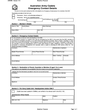 AAC Emergency Contact Details Australian Army Cadets Form Fill Out And Sign Printable PDF