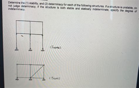 Solved Determine The 1 Stability And 2 Determinacy For
