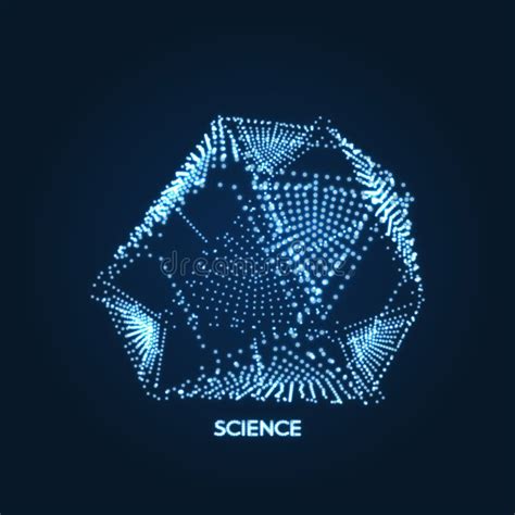 Object With Dots Molecular Grid 3d Technology Style With Particle Vector Illustration Stock