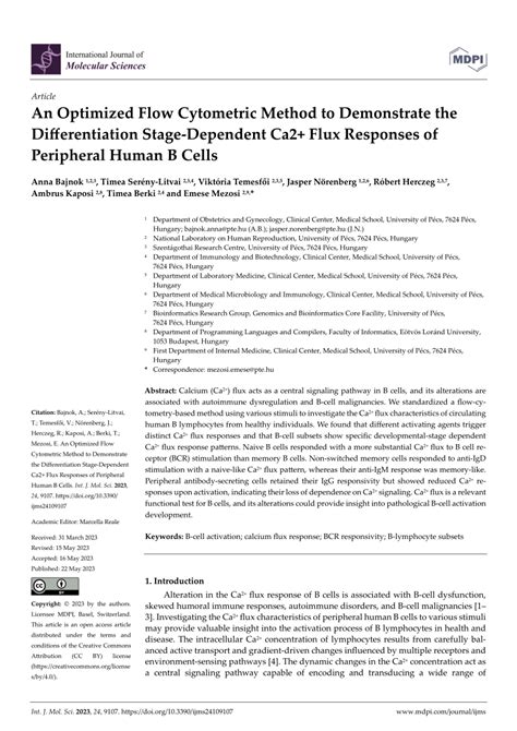 Pdf An Optimized Flow Cytometric Method To Demonstrate The Differentiation Stage Dependent Ca2
