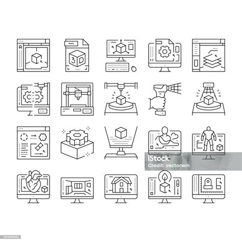 3d 모델링 소프트웨어 및 장치 아이콘 세트 벡터 오토캐드에 대한 스톡 벡터 아트 및 기타 이미지 오토캐드 상징 0명 Istock
