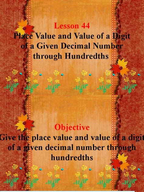lesson 44 place value and value of a digit in a given decimal number through hundredths pdf