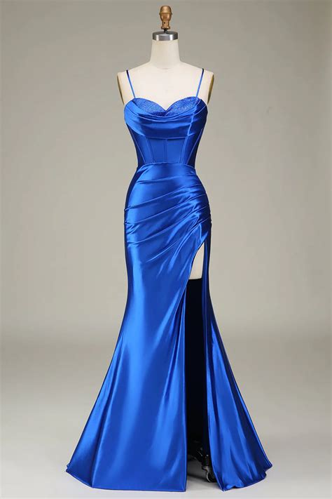 Mermaid Spaghetti Straps Long Prom Dress Bl Dress