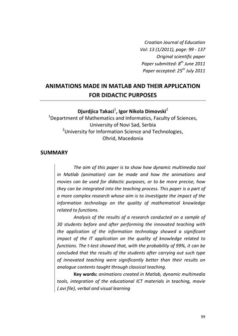 Pdf Animations Made In Matlab And Their Application For Didactic Purposes