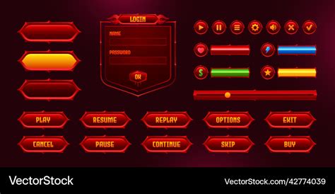 Set Of Game Frames Bars And Menu User Interface Vector Image