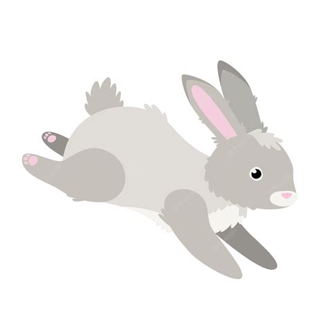 만화 플랫 스타일의 귀여운 토끼입니다 프리미엄 벡터