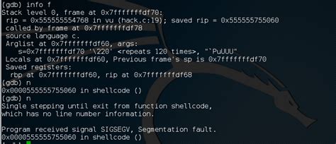 C Why Am I Getting The Message Single Stepping Until Exit From Function Shellcode Which Has