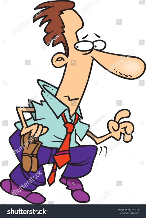 Cartoon Man Carrying Shoes Tip Toeing Stock Vector Royalty Free 733874383