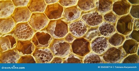 Honeycomb Structure Showcasing Intricate Hexagonal Cells Natural Wax