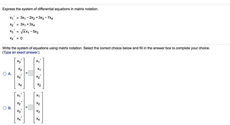 solved express the system of differential equations in