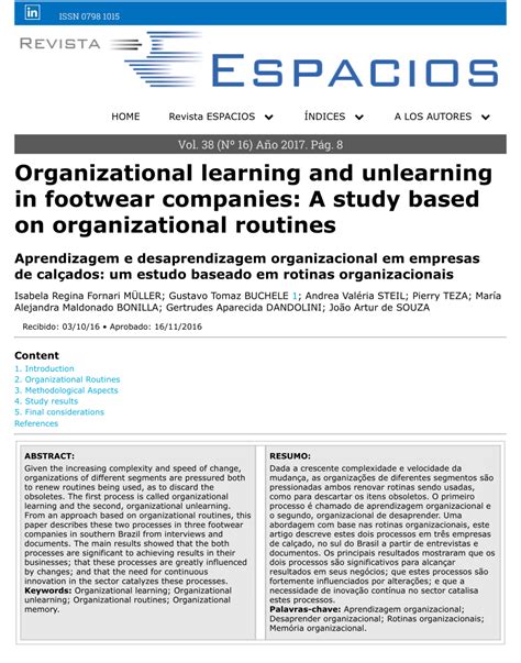 Pdf Organizational Learning And Unlearning In Footwear Companies A