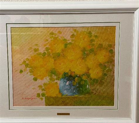絵画 油絵 K Kagiya 花の絵 インテリア 黄色 注文